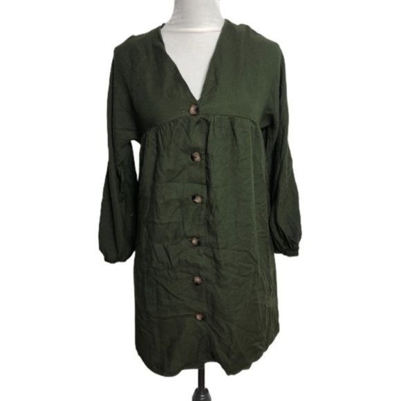 Zara | Tops | Zara Trf Collection Womens Button Tunic Top Olive Green ...